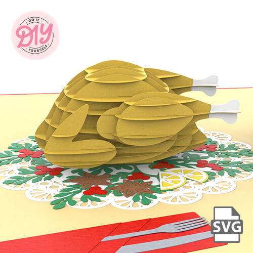 Roasted Chicken Pop-Up Card SVG Template - Unique DIY Holiday Card – Unipop