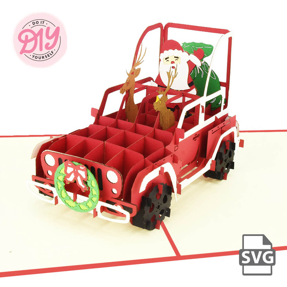 Santa Pop-Up Card - SVG Template for Christmas | DIY Holiday Card Craft ...