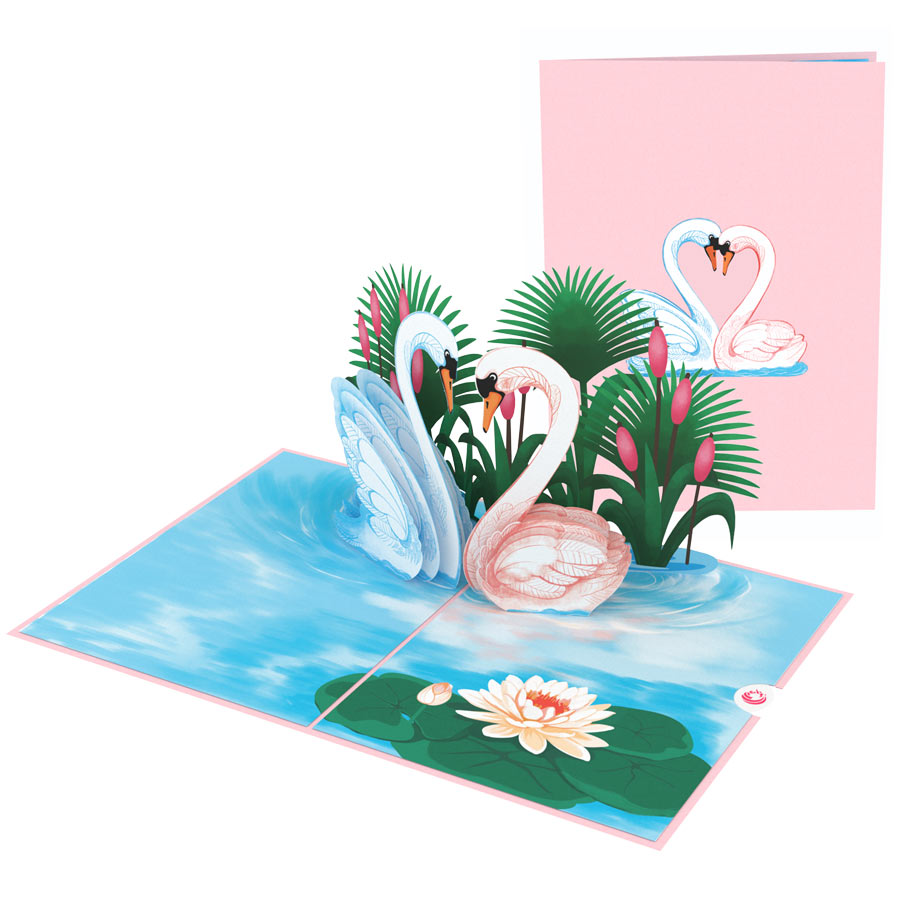 Swan Love Pop Up Card | Unipop™ Cards - Pop Up Greeting Cards